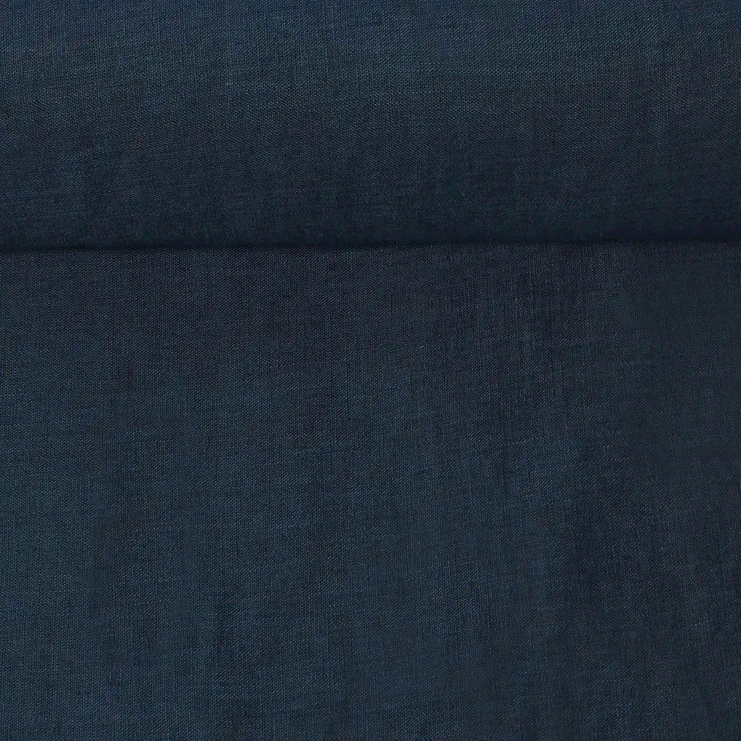 Washed dark blue linen fabric, 130 g/m² | Linen By Linas