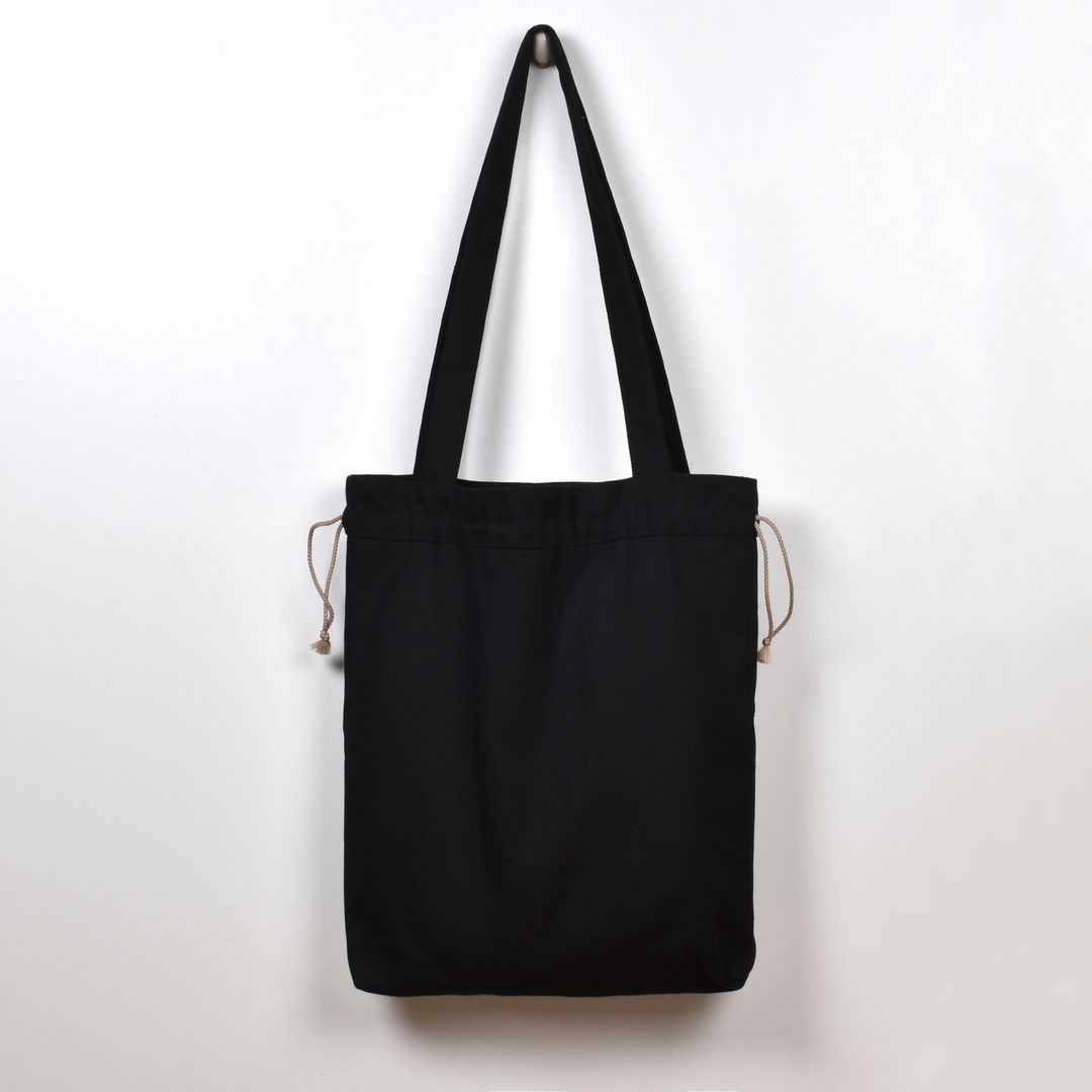 Linen drawstring bag in black color (medium) | Linen By Linas